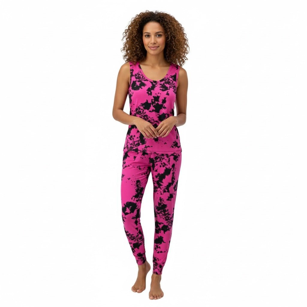 Pink Tie-Dye Women Sin Mangas y Pantalon – Reset Loungewear